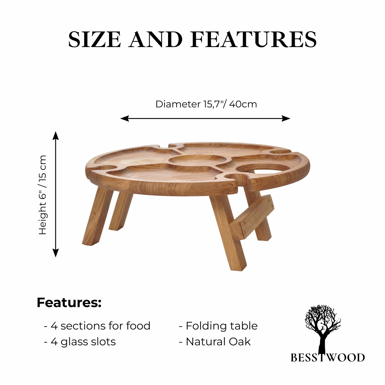Folding Wine Table, Wooden Portable Table, Folding Bed Tray, Picnic ...