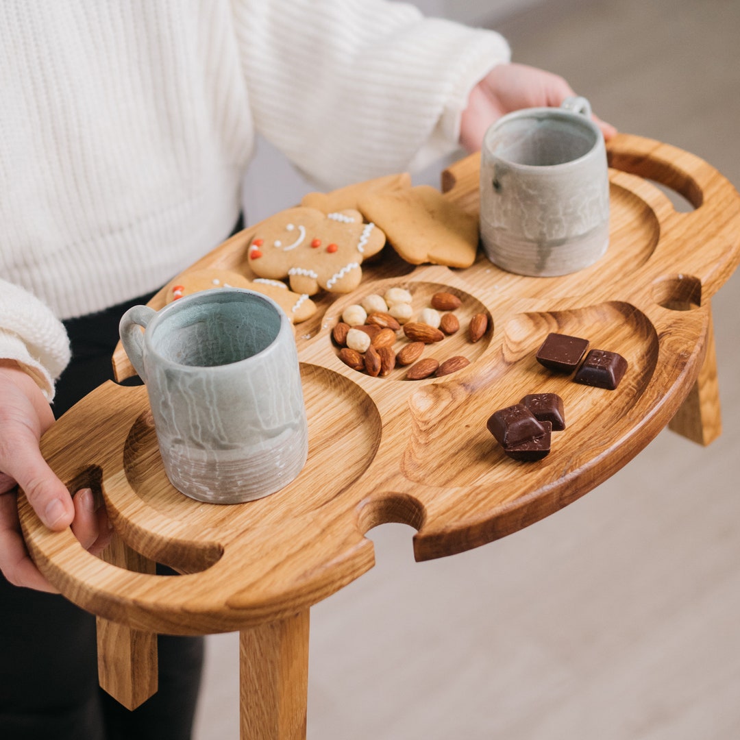 Personalized Wooden Serving Tray, Tea Tray With Handles, Rustic Snack ...