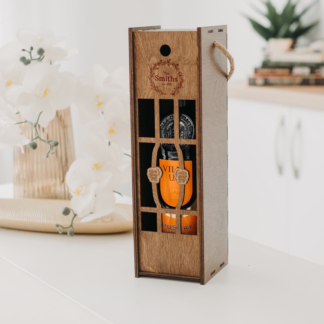 Wood Bottle Box for Wine Personalized, Customized Engagement Wine Box ...