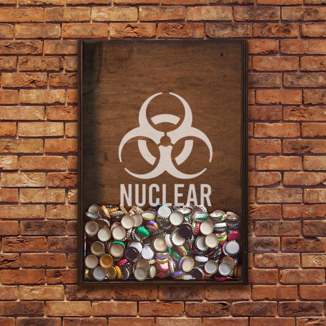 Nuclear Beer Cap Shadow Box, Fallout Bar Accessories, Nuclear Wall ...