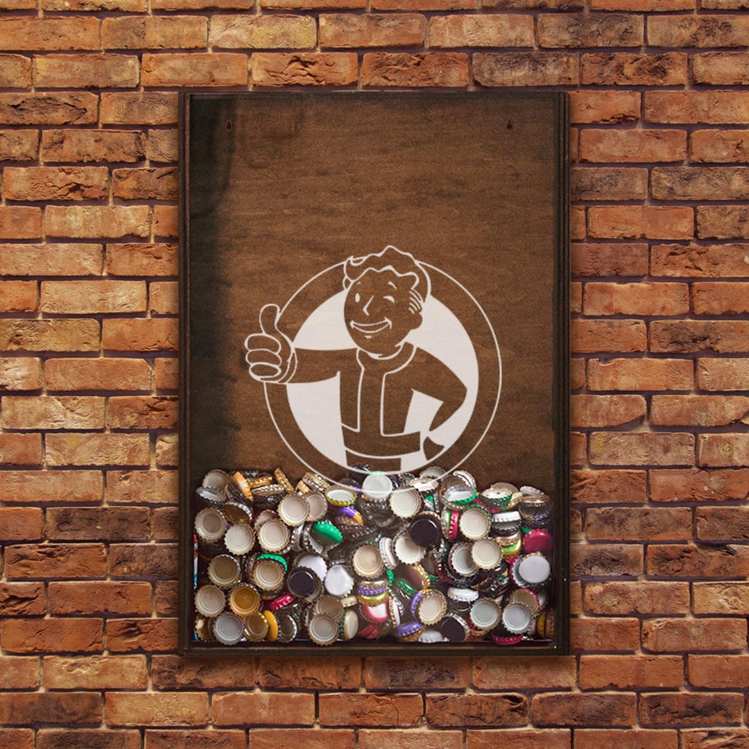 Pip Boy Beer Cap Box, Vault Boy Wine Cork Holder, Nuclear Wall Decor ...