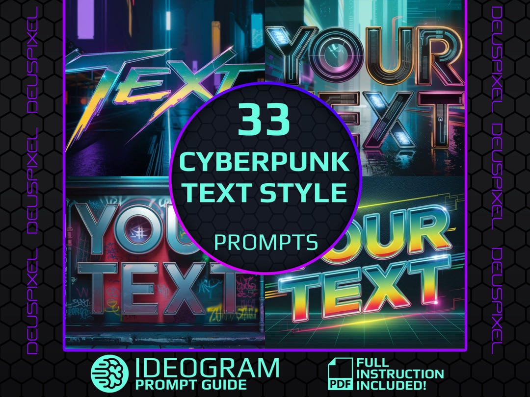 33 Cyberpunk Text Style Prompts Futuristic Neon Typography for Ideogram ...