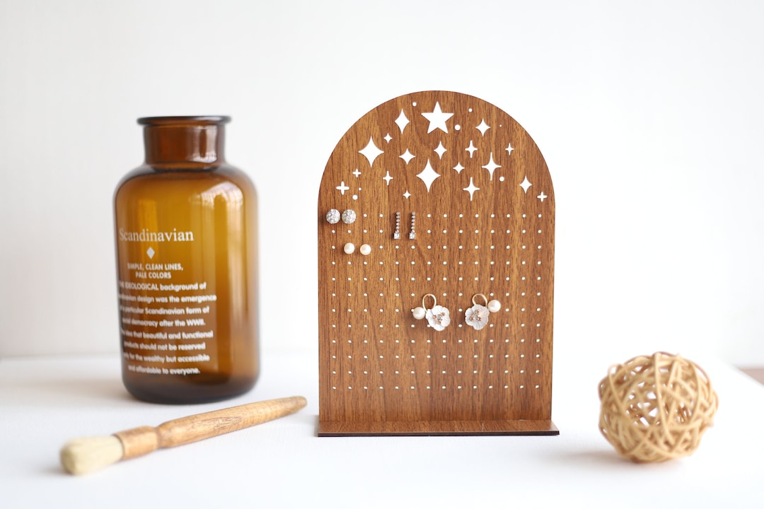 Personalized Earring Stand, Wooden Earring Holder, Cute Earring Holder ...