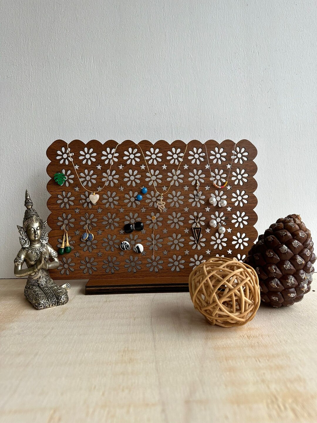 Flower Pattern MDF Jewelry Stand: Stylish Storage Solution With ...