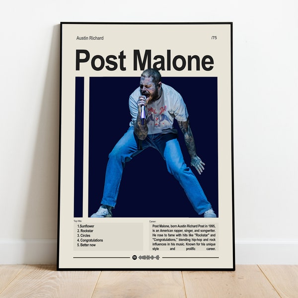 Modern Post Malone Poster - Etsy