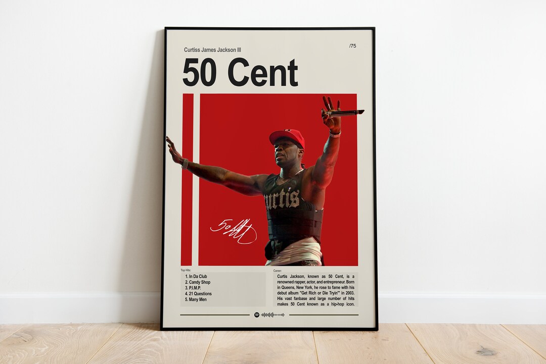 50 Cent Poster, Artist Poster, Music Poster, Music Wall Art, Bedroom ...