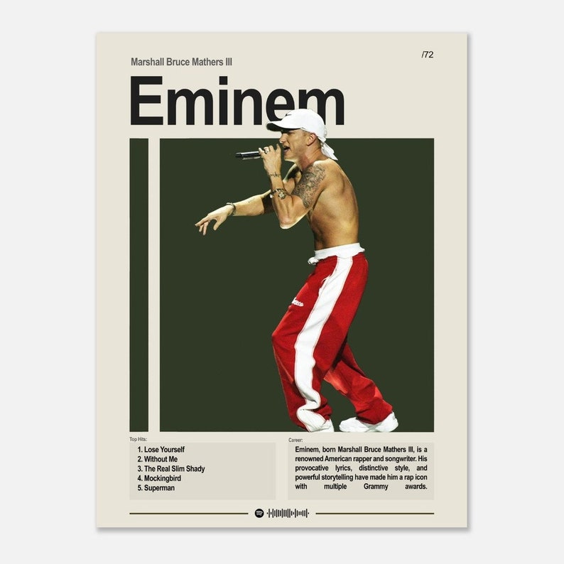 Eminem Poster, Artist Poster, Music Poster, Music Wall Art, Bedroom ...