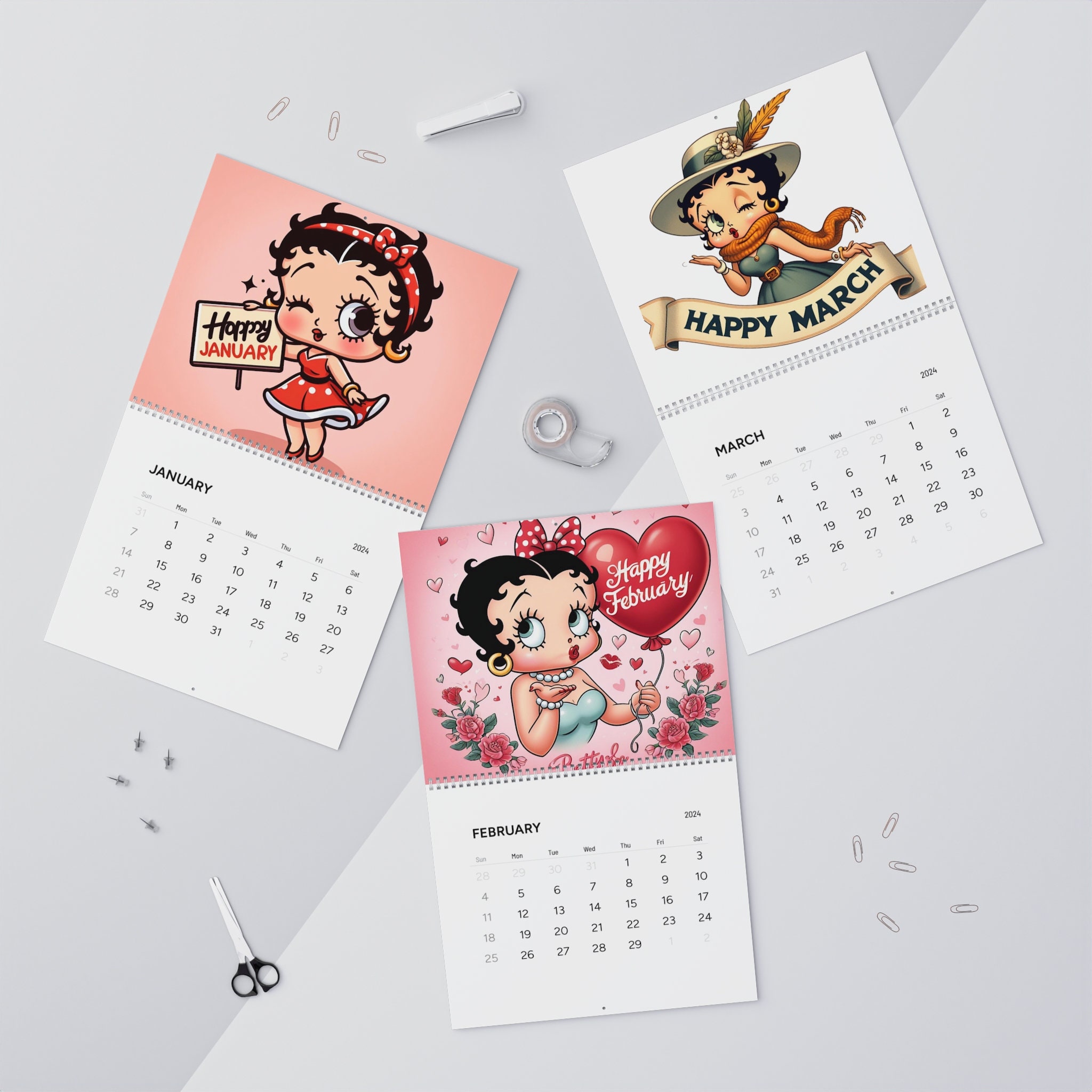 Wall Calendars 2024 Unique Betty Boop Look Alike Gift Idea, Sales - Etsy