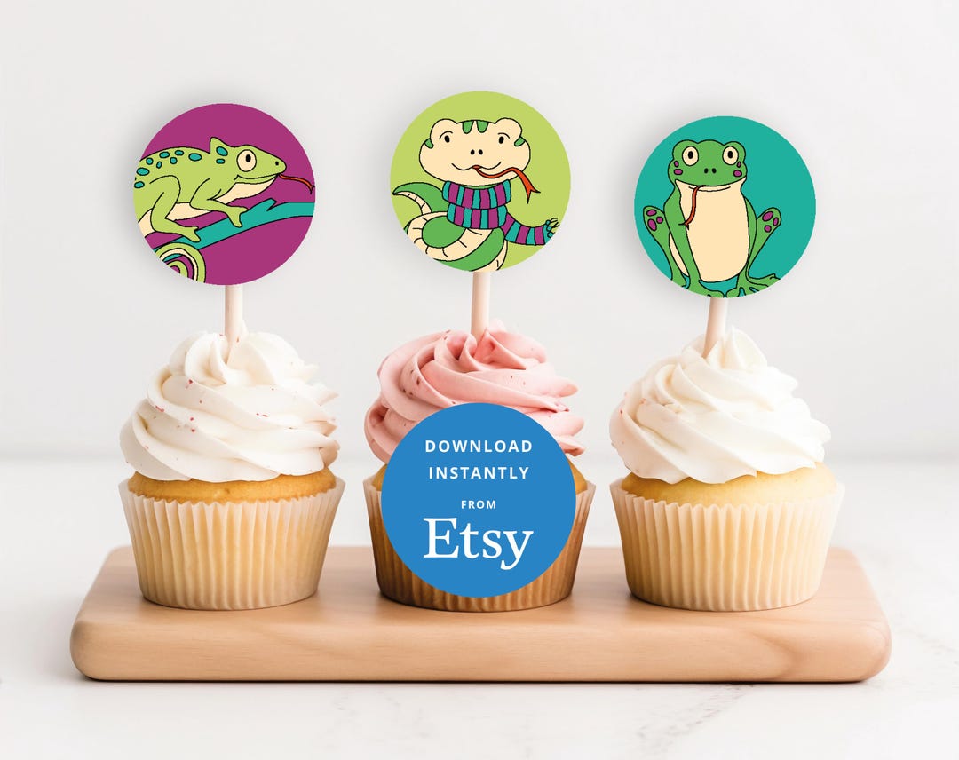 Cupcake Topper for Snake Theme Kids Birthday Party Digital Template ...