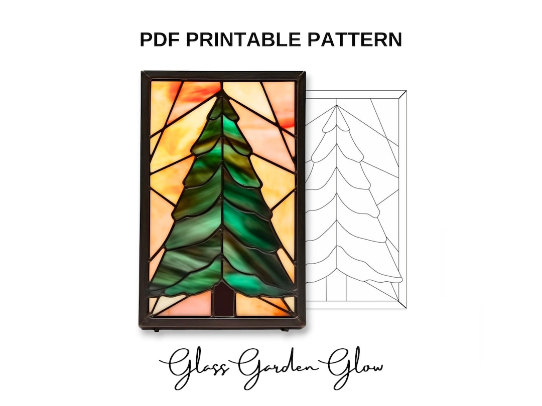 Christmas Tree Stained Glass Pattern PDF Printable Digital - Etsy