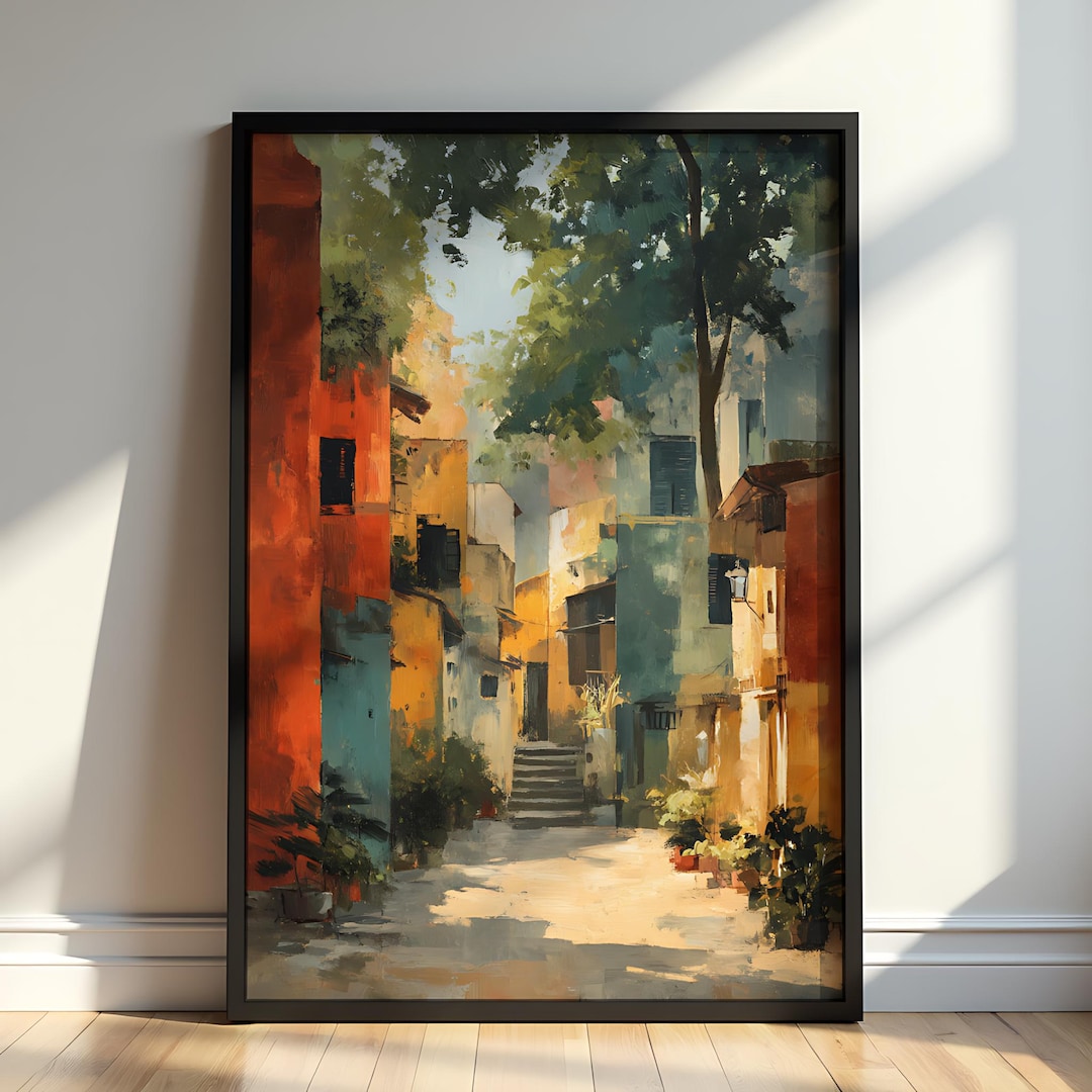 Mediterranean Alley Poster – Expressive Urban Art Statement Piece ...