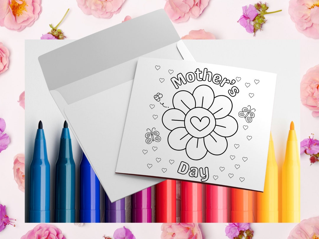 Mother's Day Card, Colour Your Own Cards, DIY Mother's Day Cards for ...