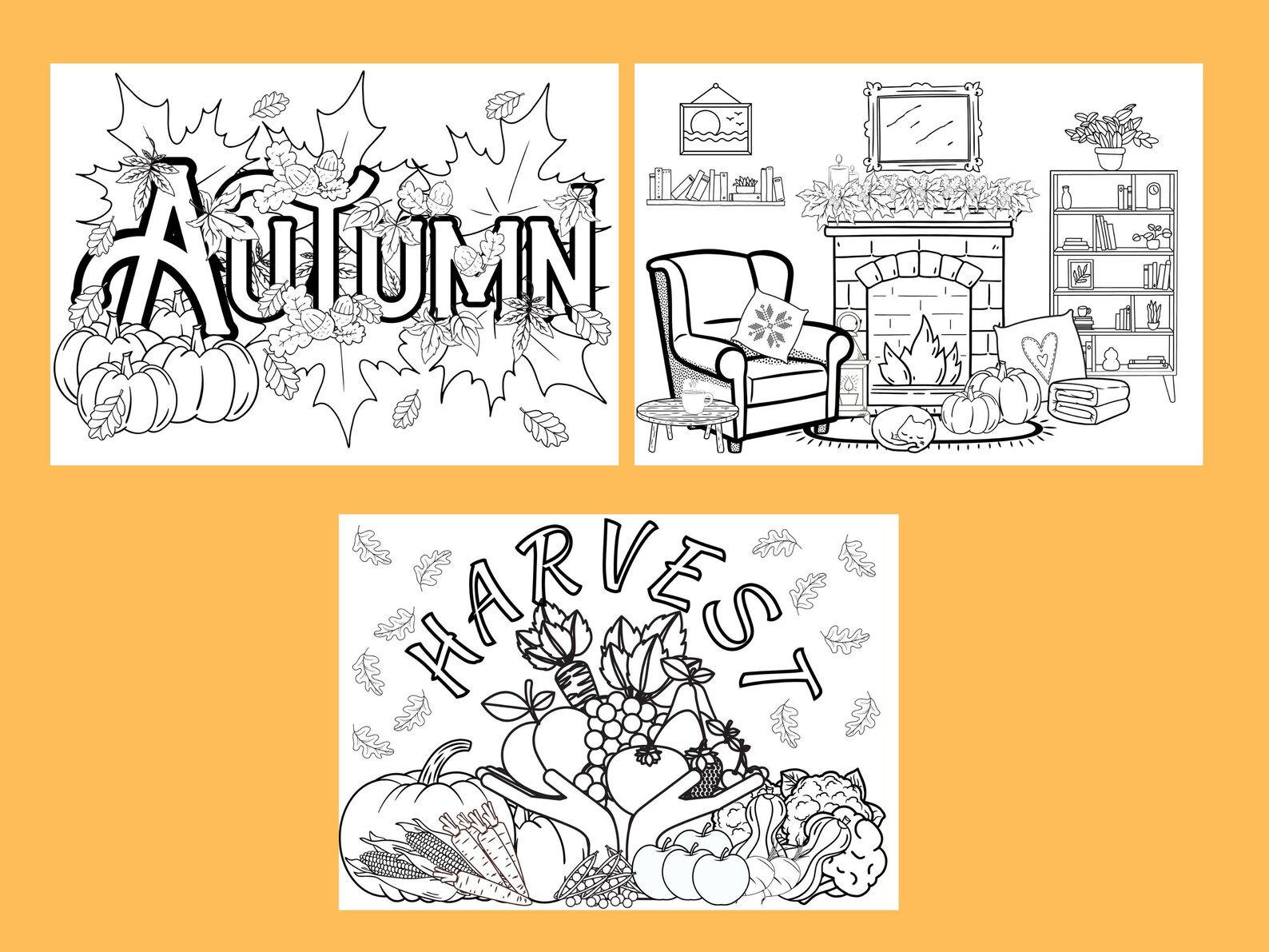 Printable Autumn Colouring Pages Fall Colouring Pages PDF - Etsy