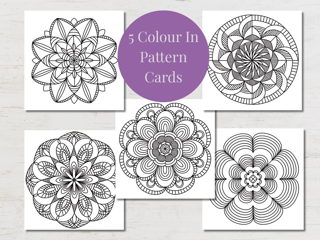 Colouring in Pattern Greetings Cards, Colour Your Own, Blank Square ...