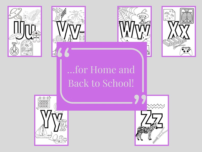 Alphabet Colouring Pages, Back to School, ABC Coloring, Printable ...