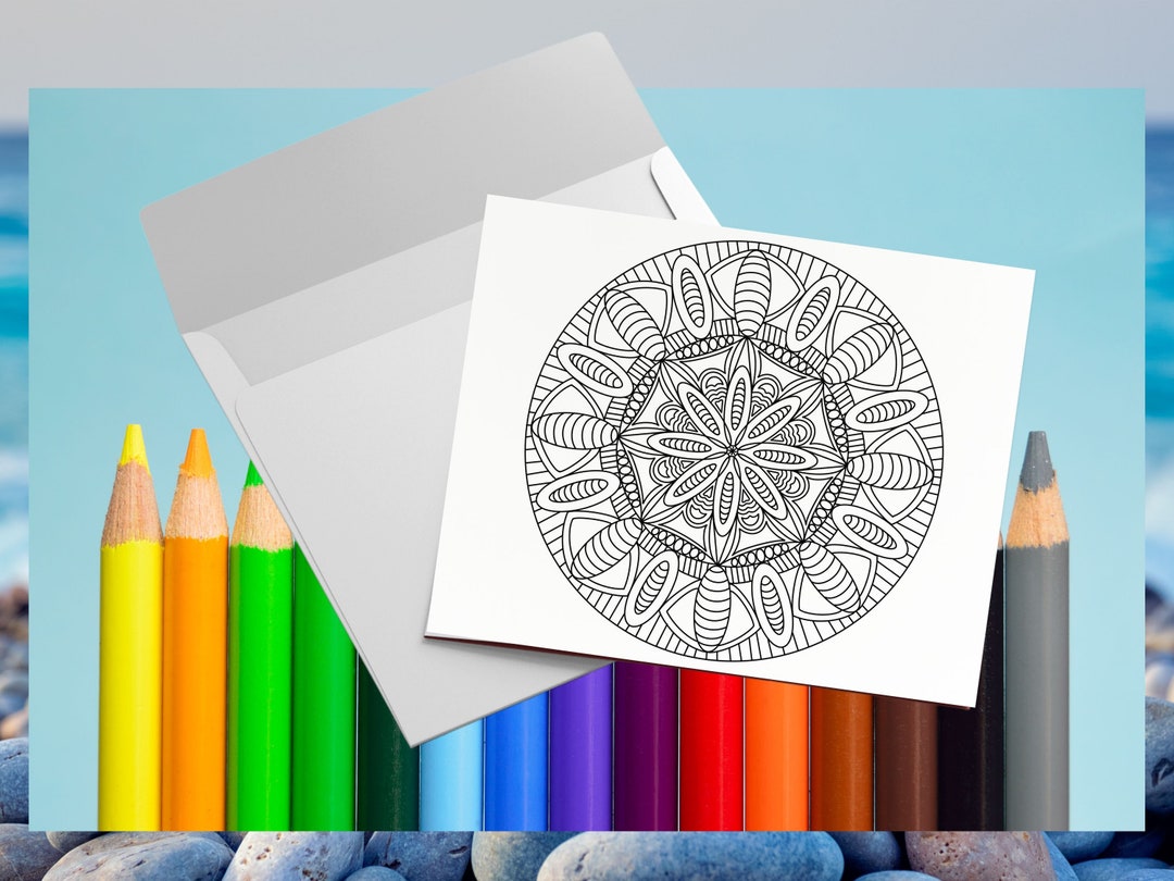 Pattern Notecard, Colour Your Own Card, DIY Greetings Card, Printable ...