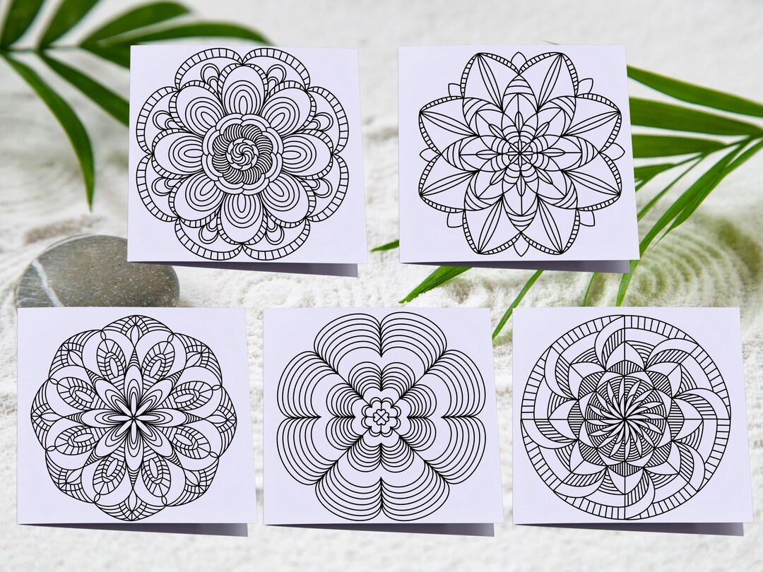 Colouring in Pattern Greetings Cards, Blank Square Cards With Envelopes ...