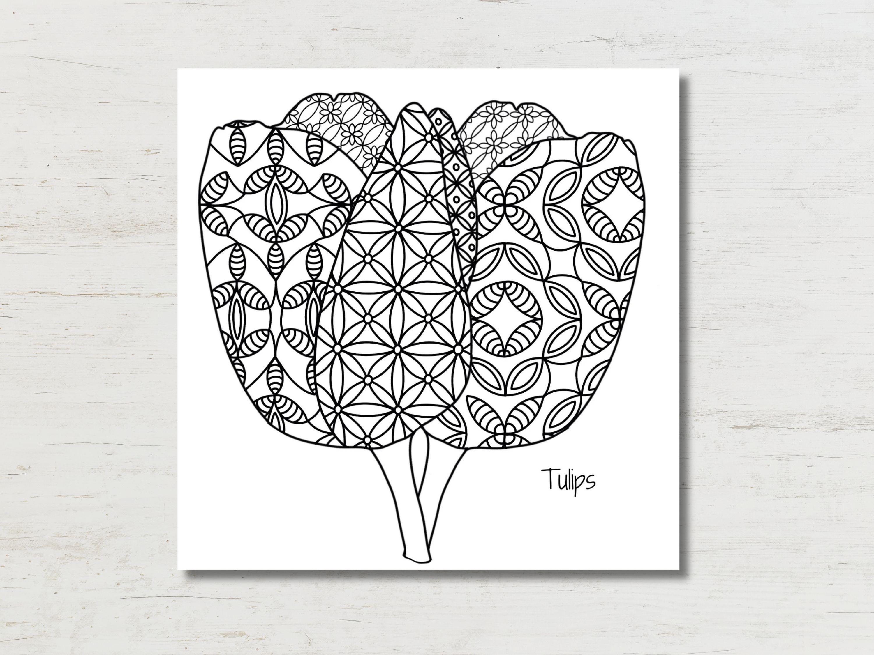 Printable Spring Flowers Cards to Colour, Spring Flowers, Instant ...