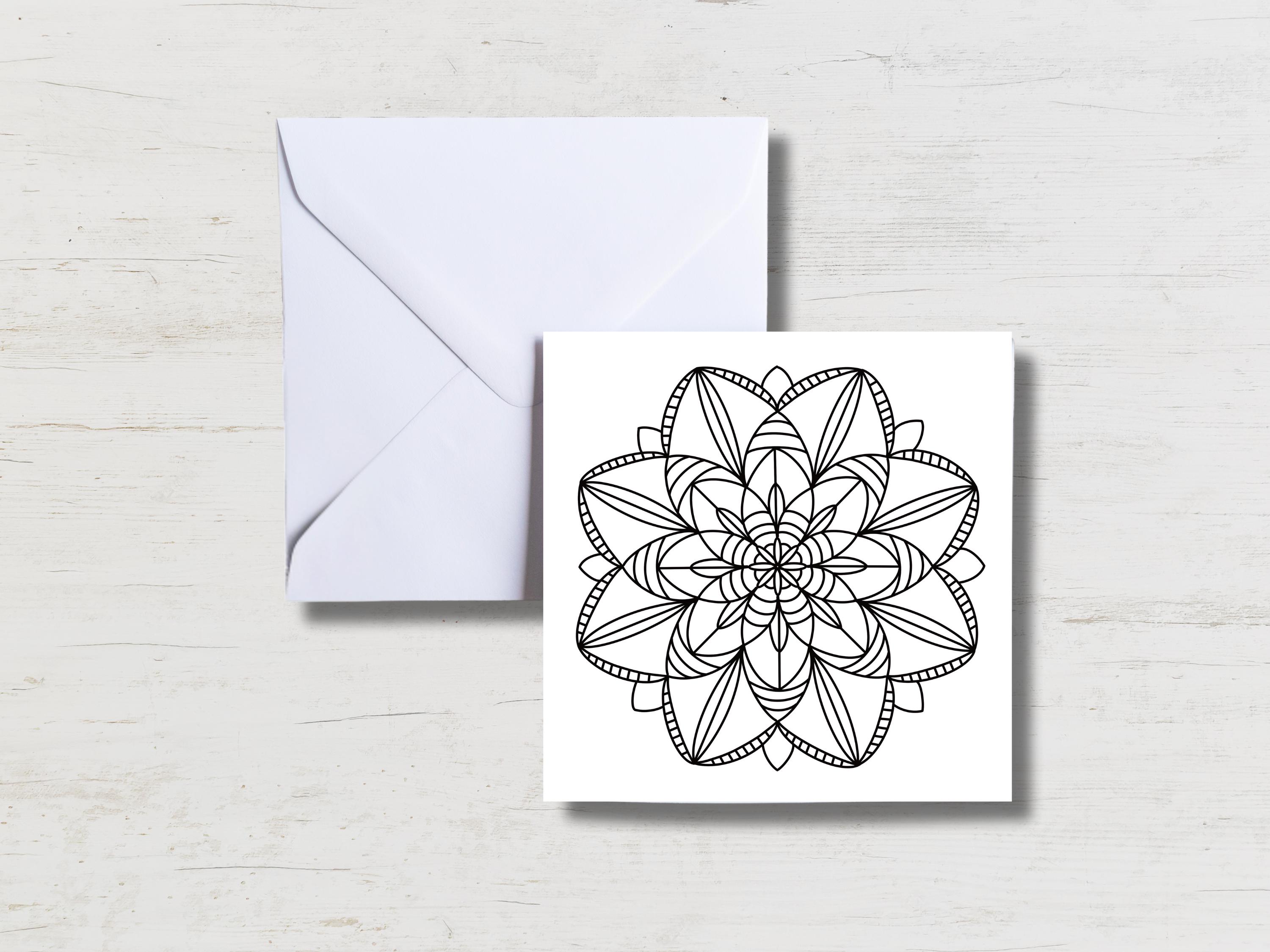 Colouring in Pattern Greetings Cards, Colour Your Own, Blank Square ...