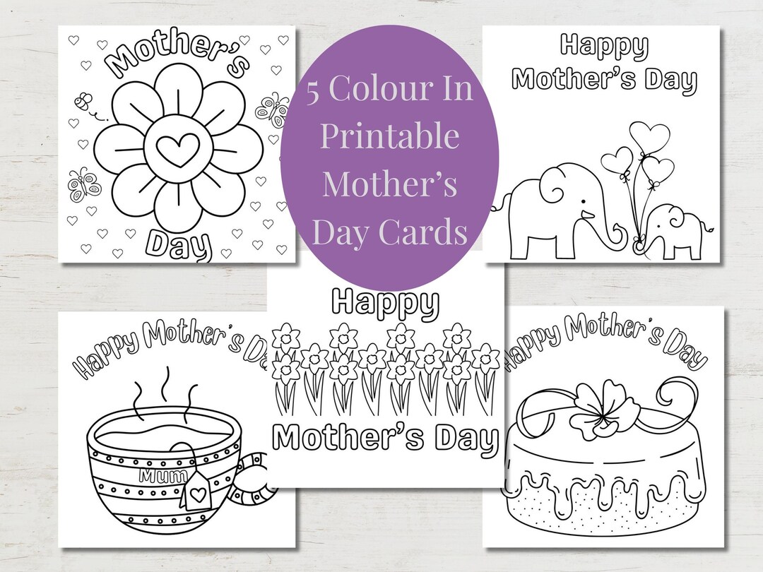 Mother's Day Card Colour Your Own Cards, DIY Mother's Day Cards for ...