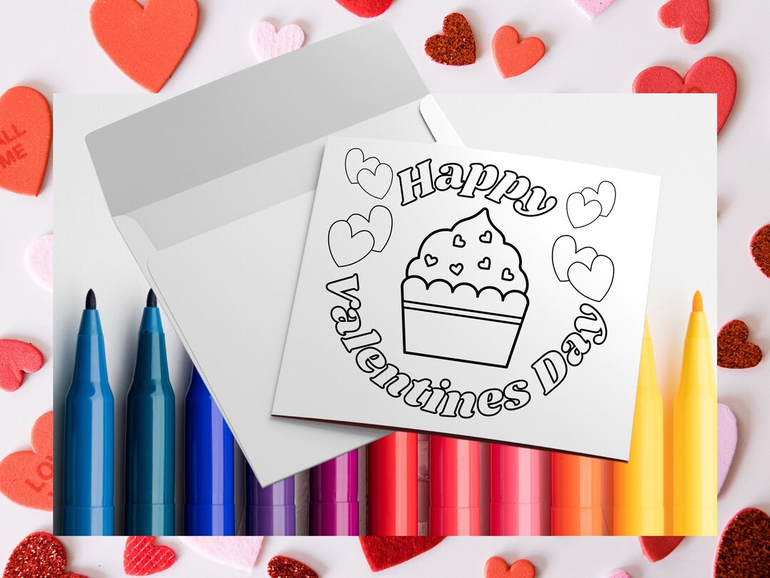 Valentine's Day Colour-your-own Cards, DIY Valentines Cards for Kids ...