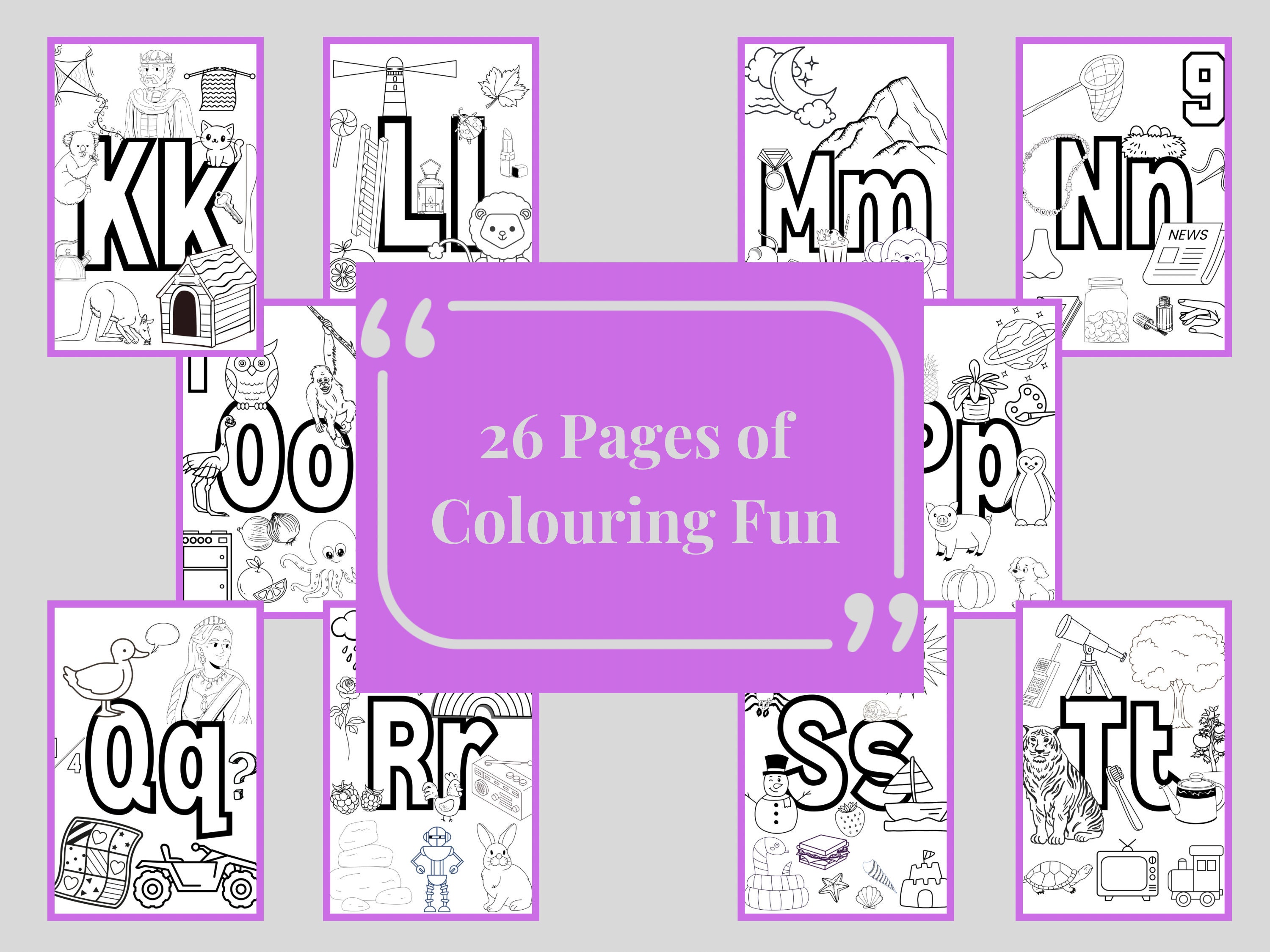 Alphabet Colouring Pages, Back to School, ABC Coloring, Printable ...