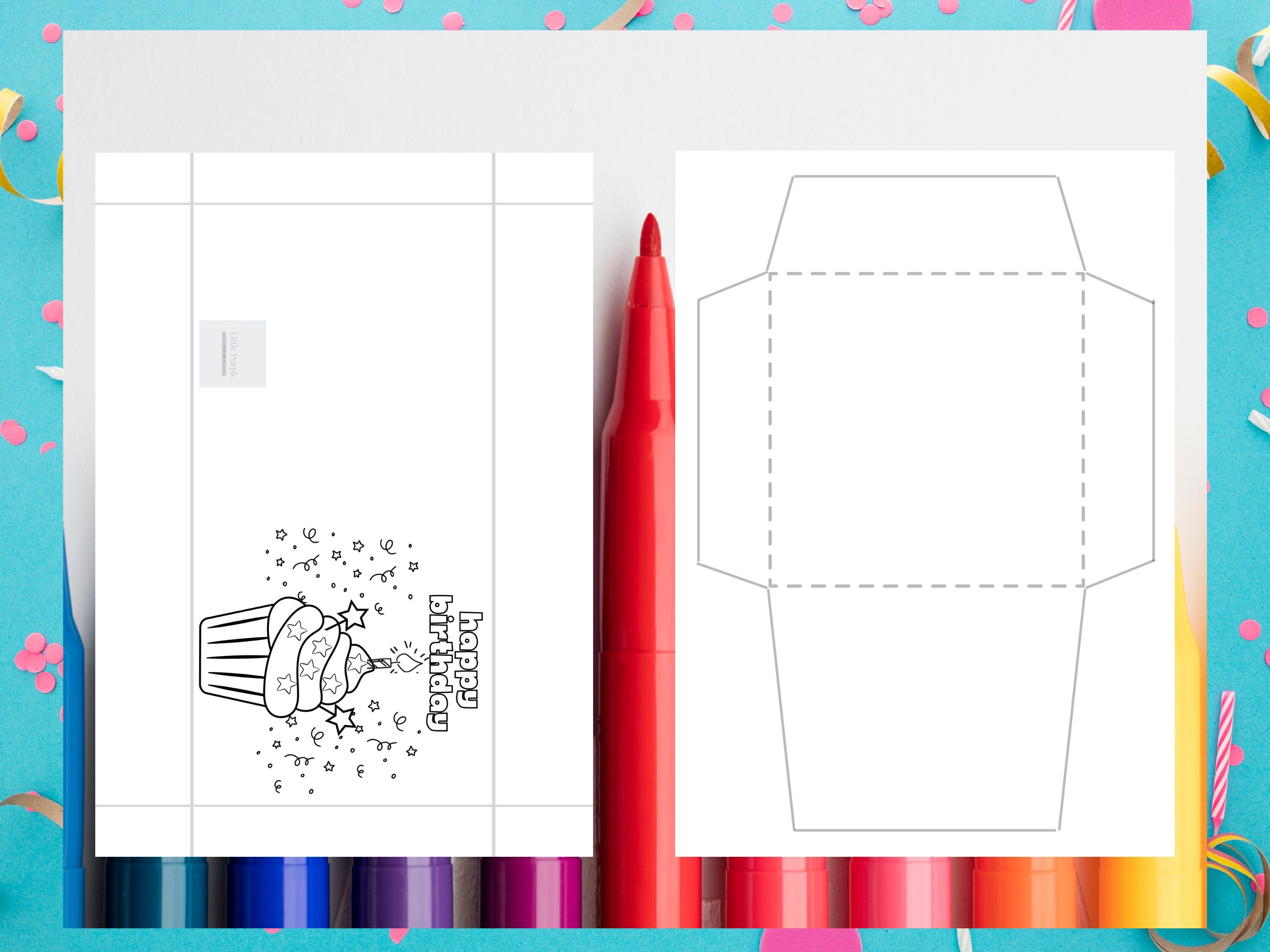 Colour Your Own Birthday Cards, DIY Birthday Cards for Kids, Printable ...