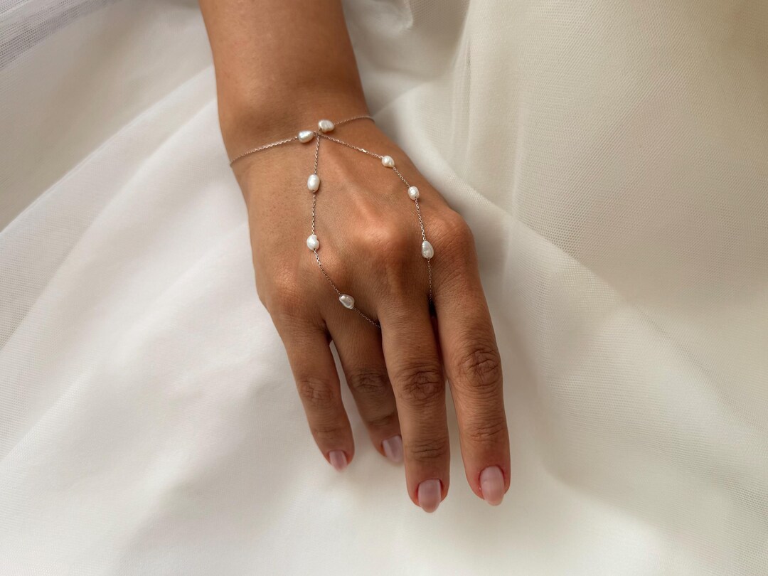 Pearl Hand Chain Bracelet: Elegant Bridal Jewelry - Etsy