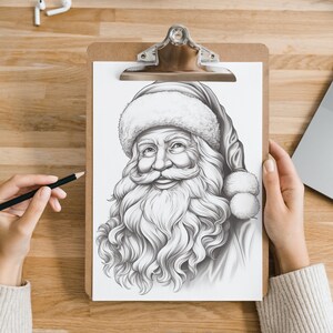 12 Grayscale Santa Claus Coloring Book | Printable Adult Coloring Pages ...