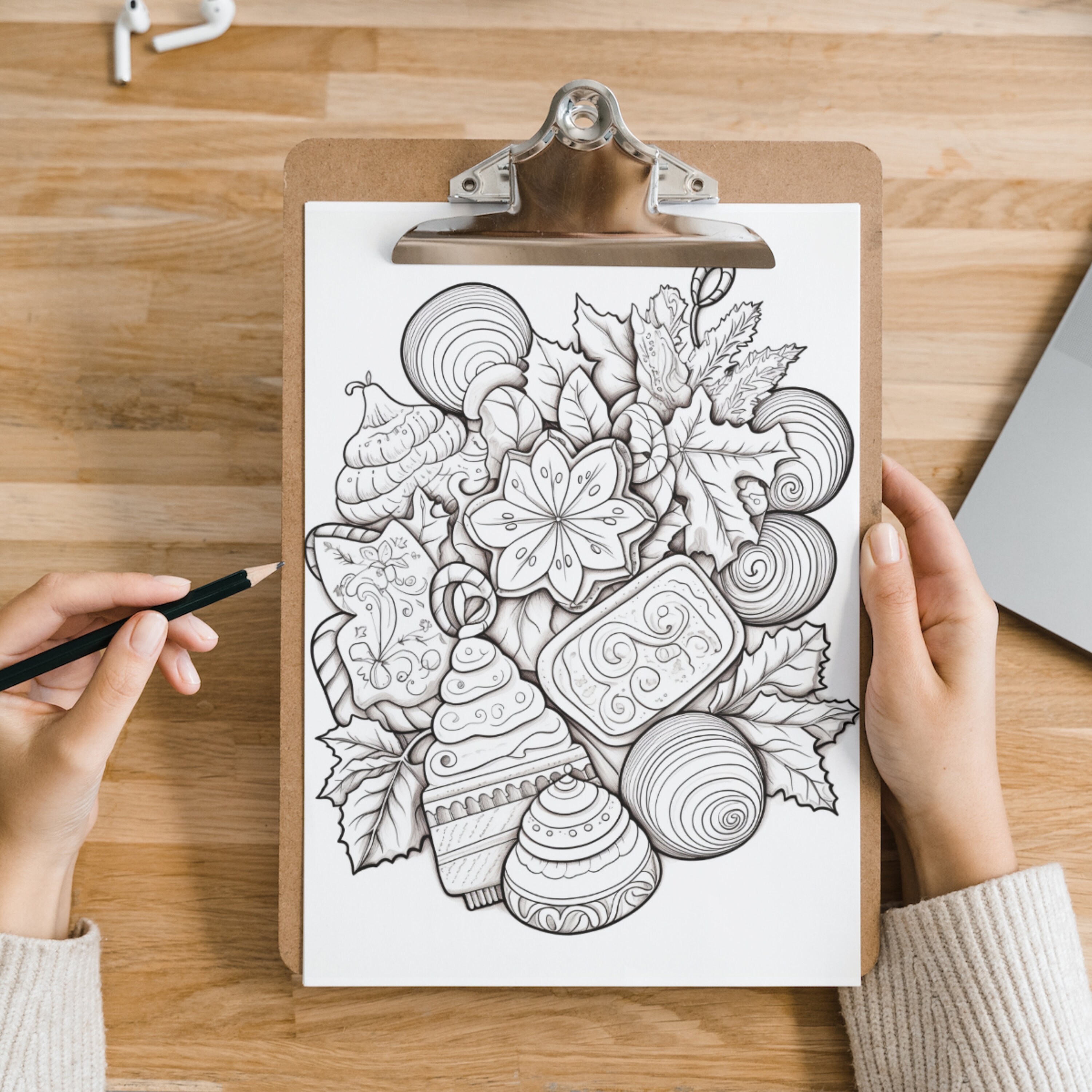 12 Grayscale Cookies Coloring Book | Printable Adult Coloring Pages ...