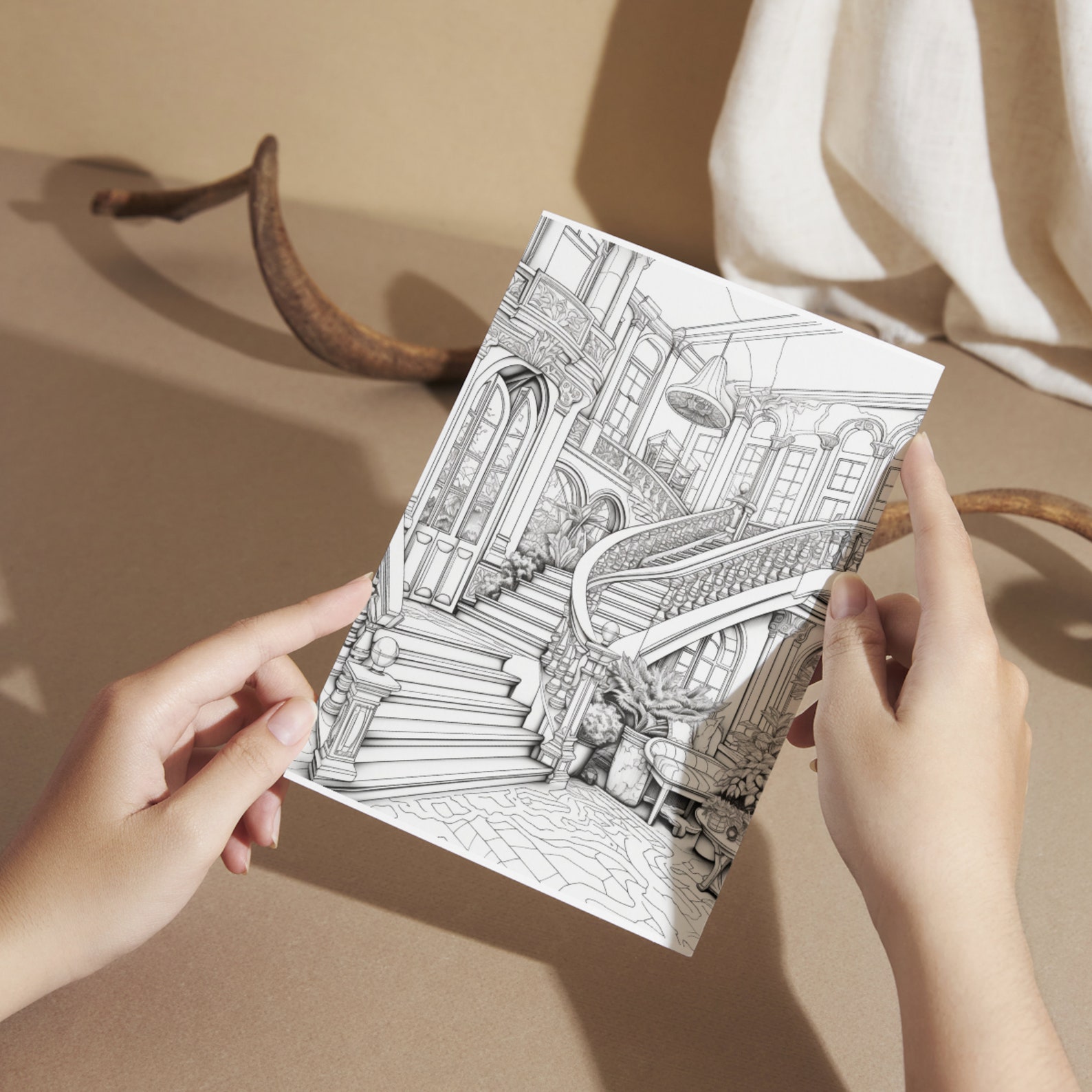 25 Grayscale Interior Desing Coloring Book 1 | Printable Adult Coloring ...