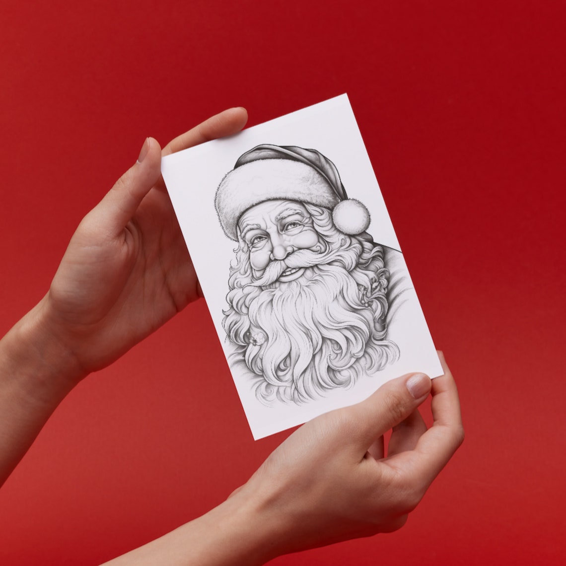 12 Grayscale Santa Claus Coloring Book | Printable Adult Coloring Pages ...