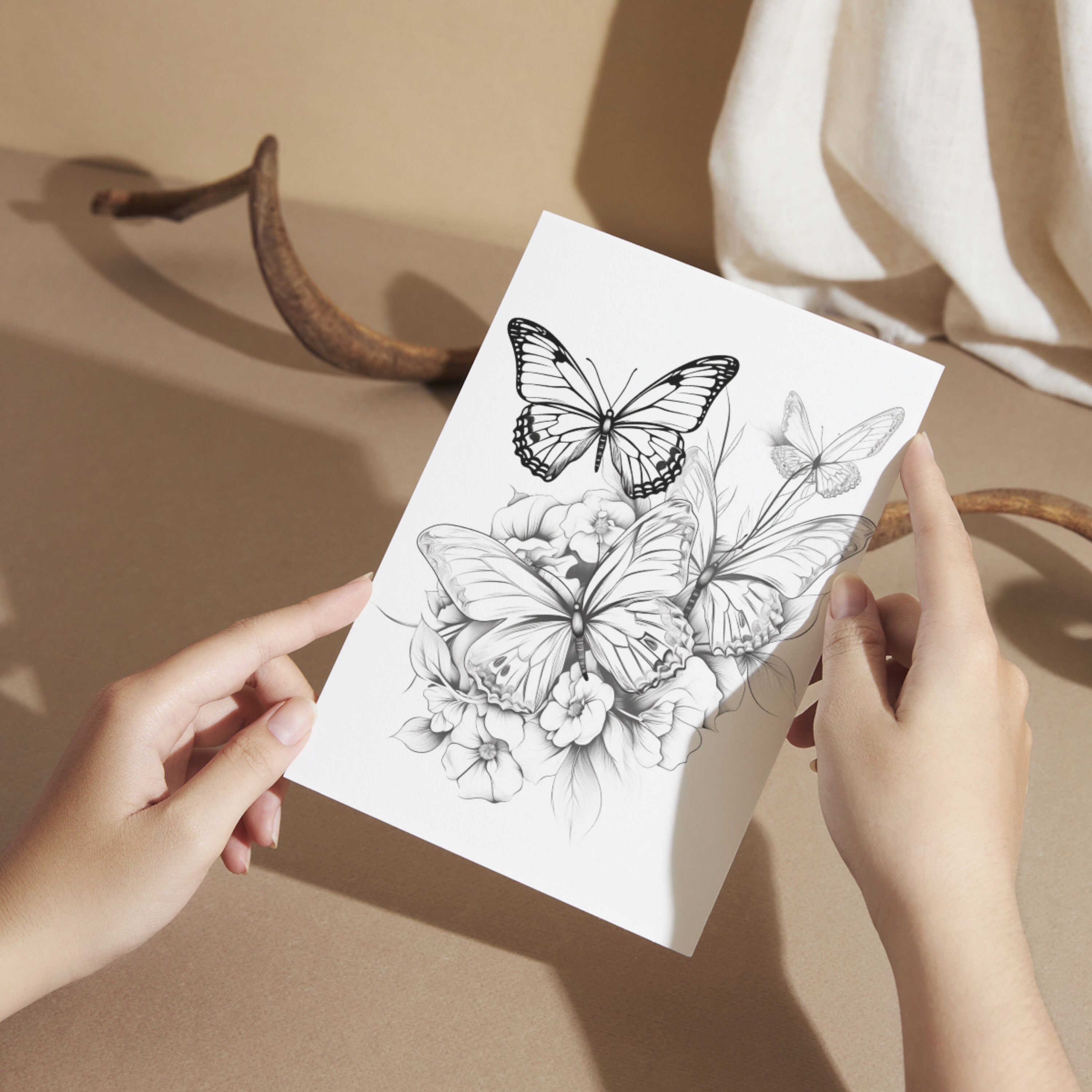 12 Grayscale Butterfly Coloring Book | Printable Adult Coloring Pages ...