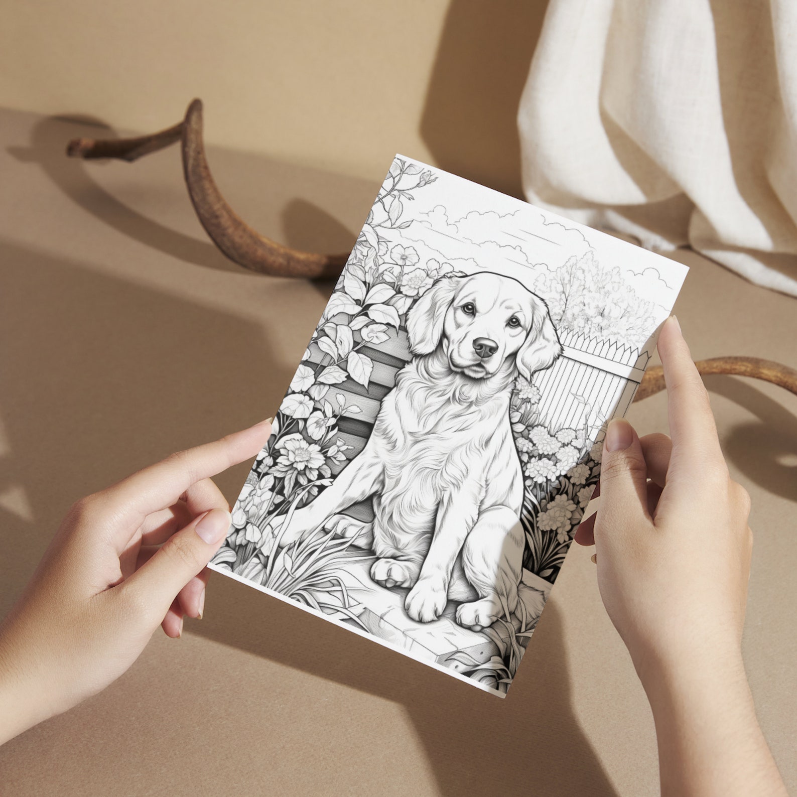 15 Grayscale Dogs Coloring Book | Printable Adult Coloring Pages ...