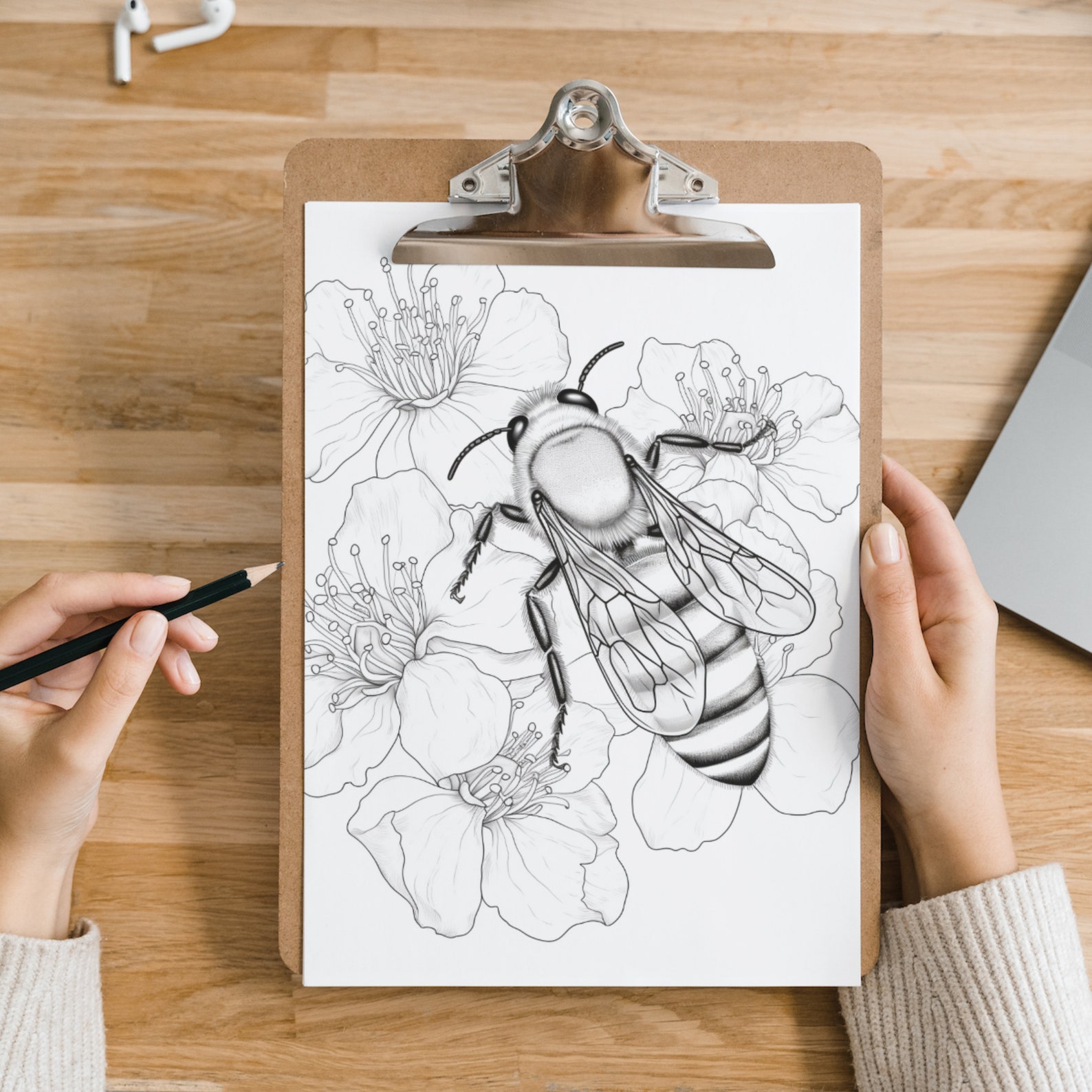 12 Grayscale Insect Coloring Book Printable Adult Coloring Pages ...