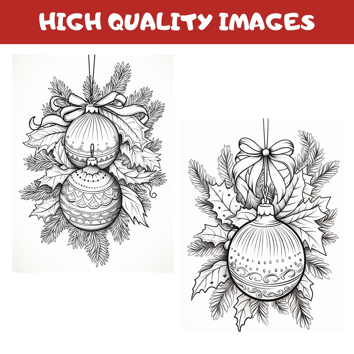 12 Grayscale Christmas Ball Coloring Book | Printable Adult Coloring ...