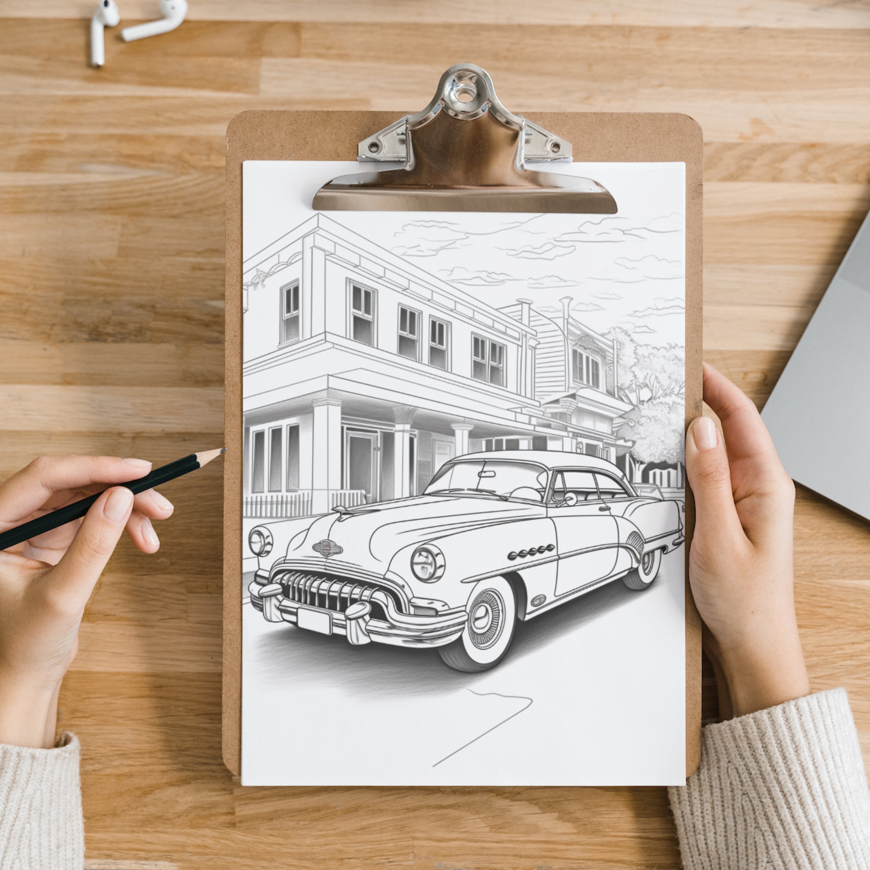 25 Grayscale Car Coloring Book | Printable Adult Coloring Pages ...