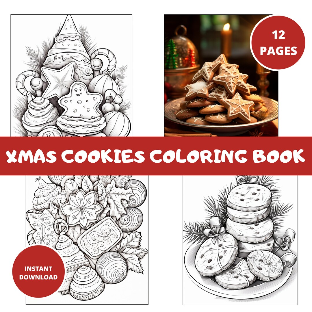12 Grayscale Cookies Coloring Book | Printable Adult Coloring Pages ...
