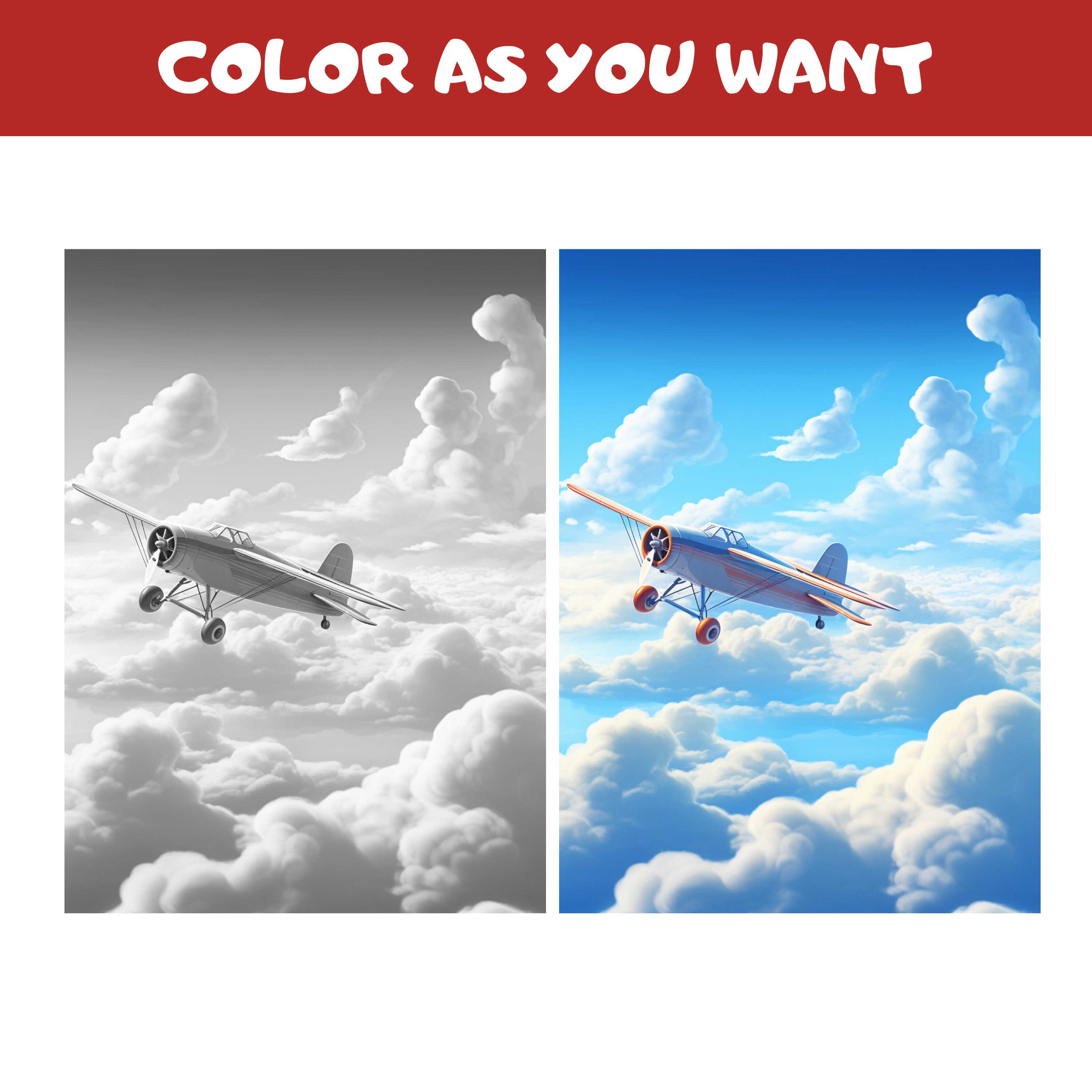 12 Grayscale Airplane Coloring Book | Printable Adult Coloring Pages ...