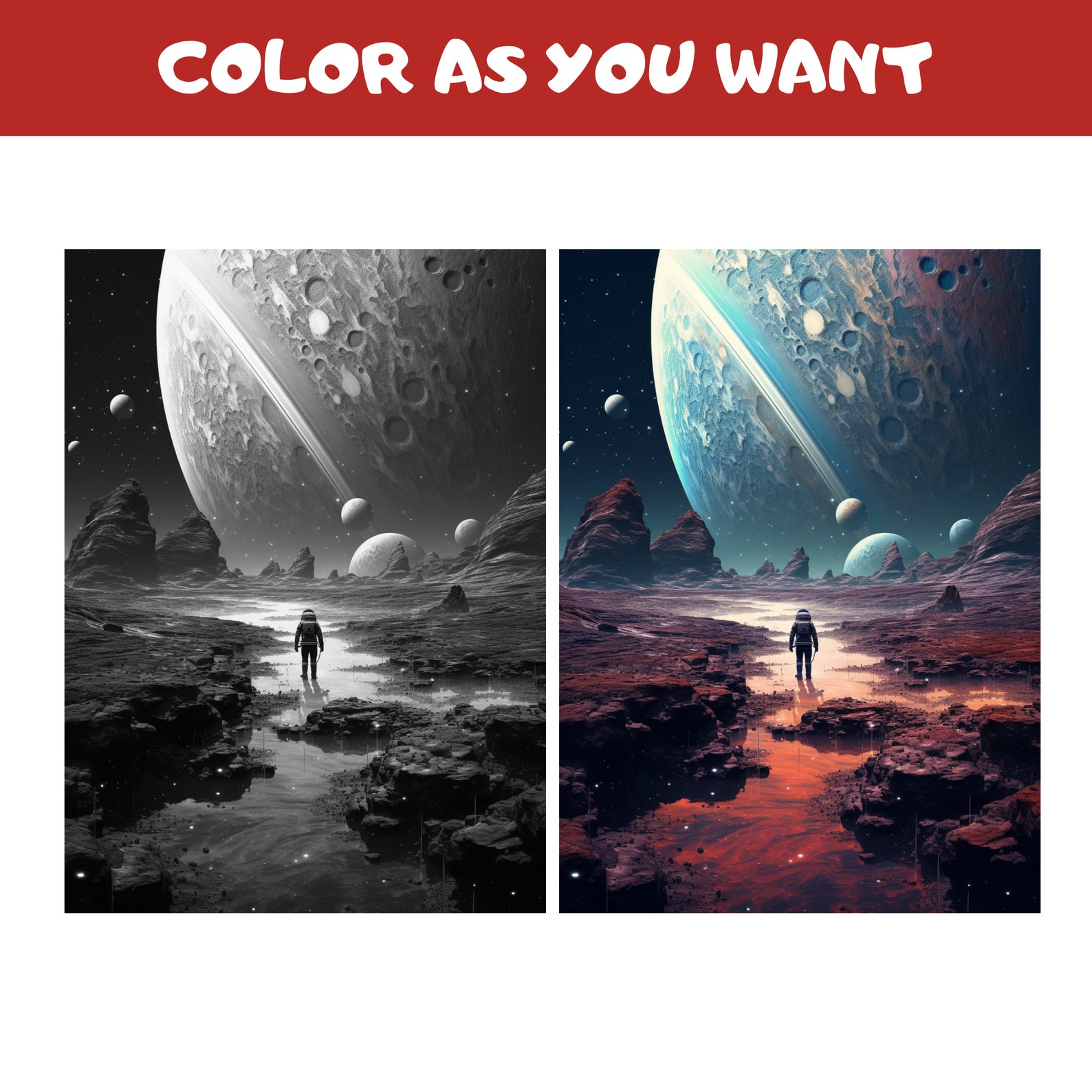 15 Grayscale Space Coloring Book | Printable Adult Coloring Pages ...