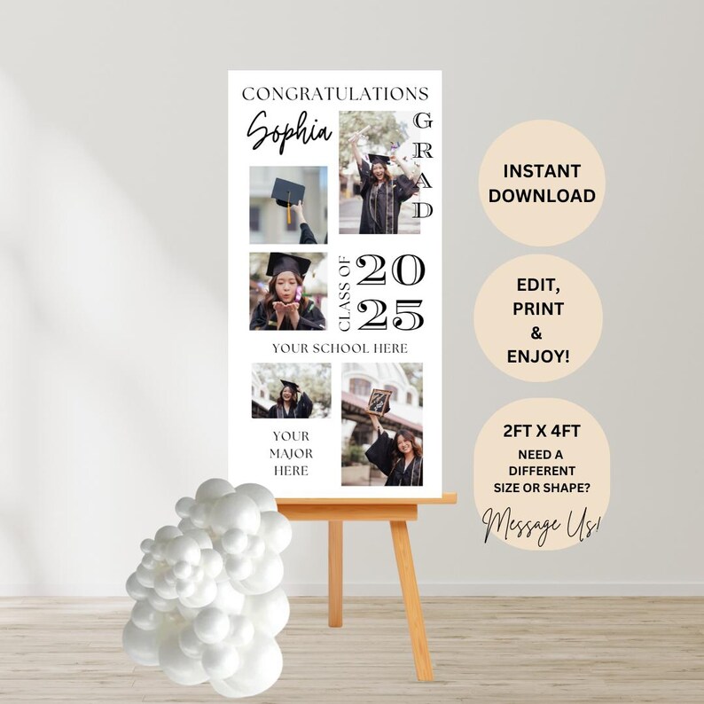 Editable Graduation Photo Backdrop– DIY Digital File | 24x48" Canva ...