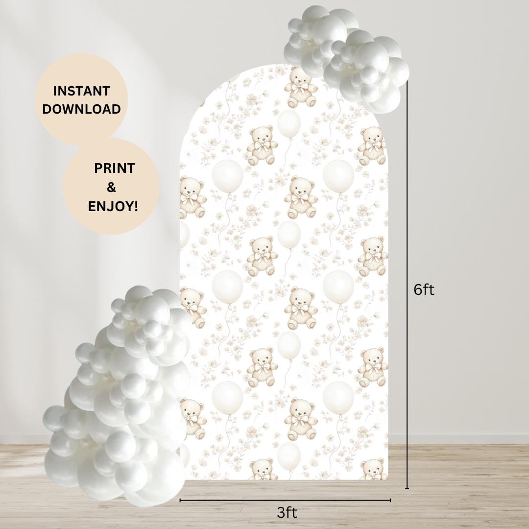 Teddy Bear Arch Backdrop Digital File | Teddy Bear Birthday Decor ...