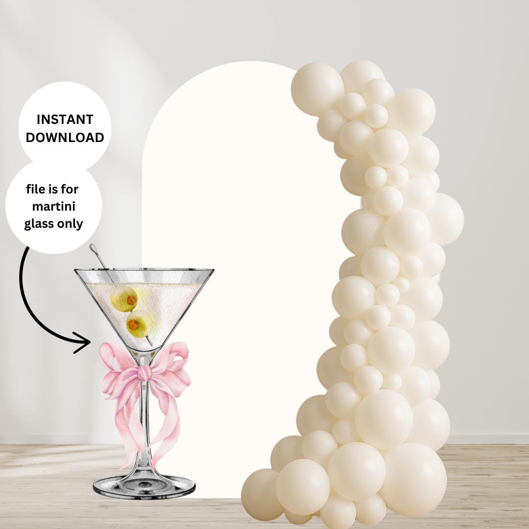 Martini Cutout With Pink Bow: Cocktail Party Decor for Bride ...