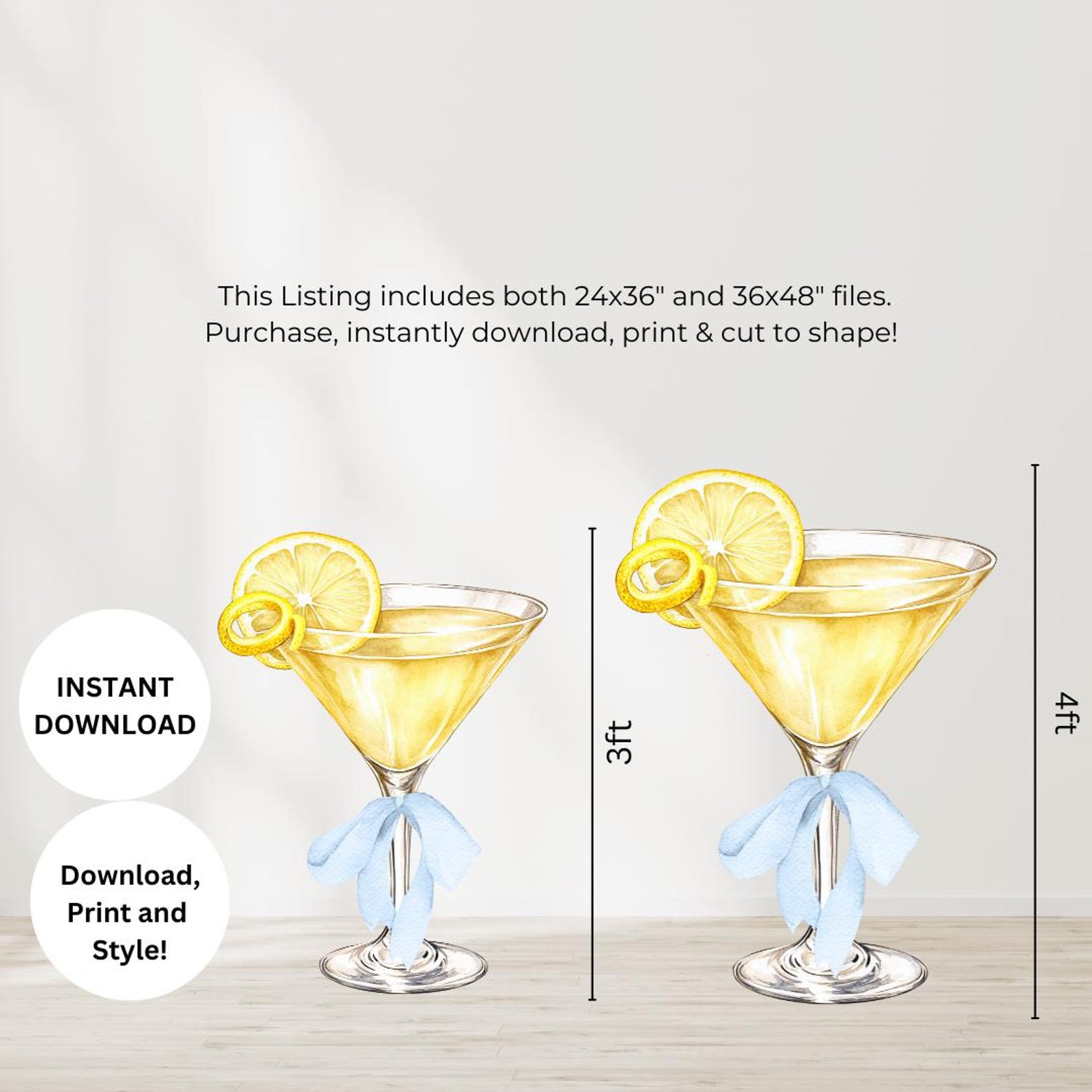Lemon Drop Martini Cutout W/ Blue Bow, Just a Drop Older, Tini Bit ...