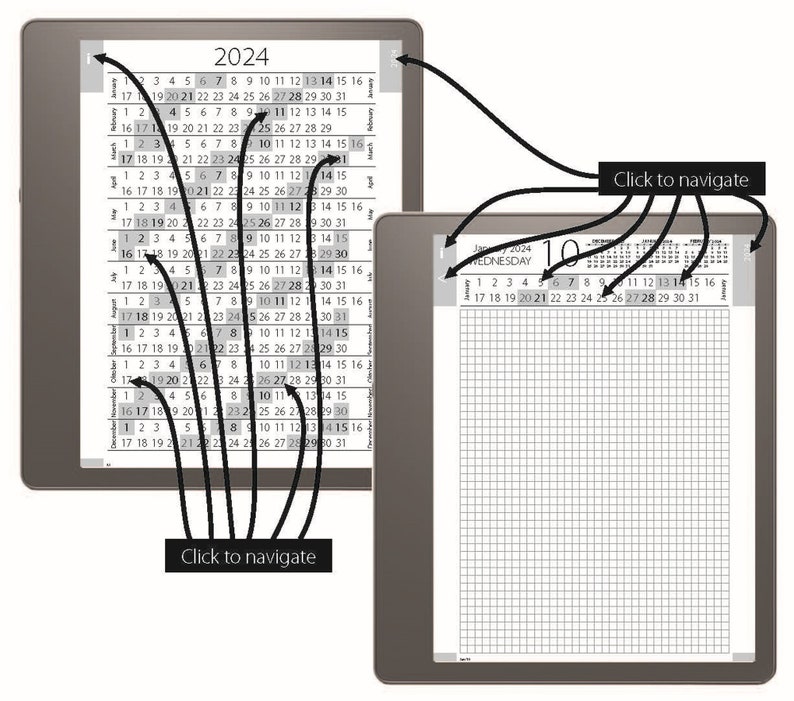 Desk Flip Calendar 2024 Designed for Kindle Scribe monday - Etsy