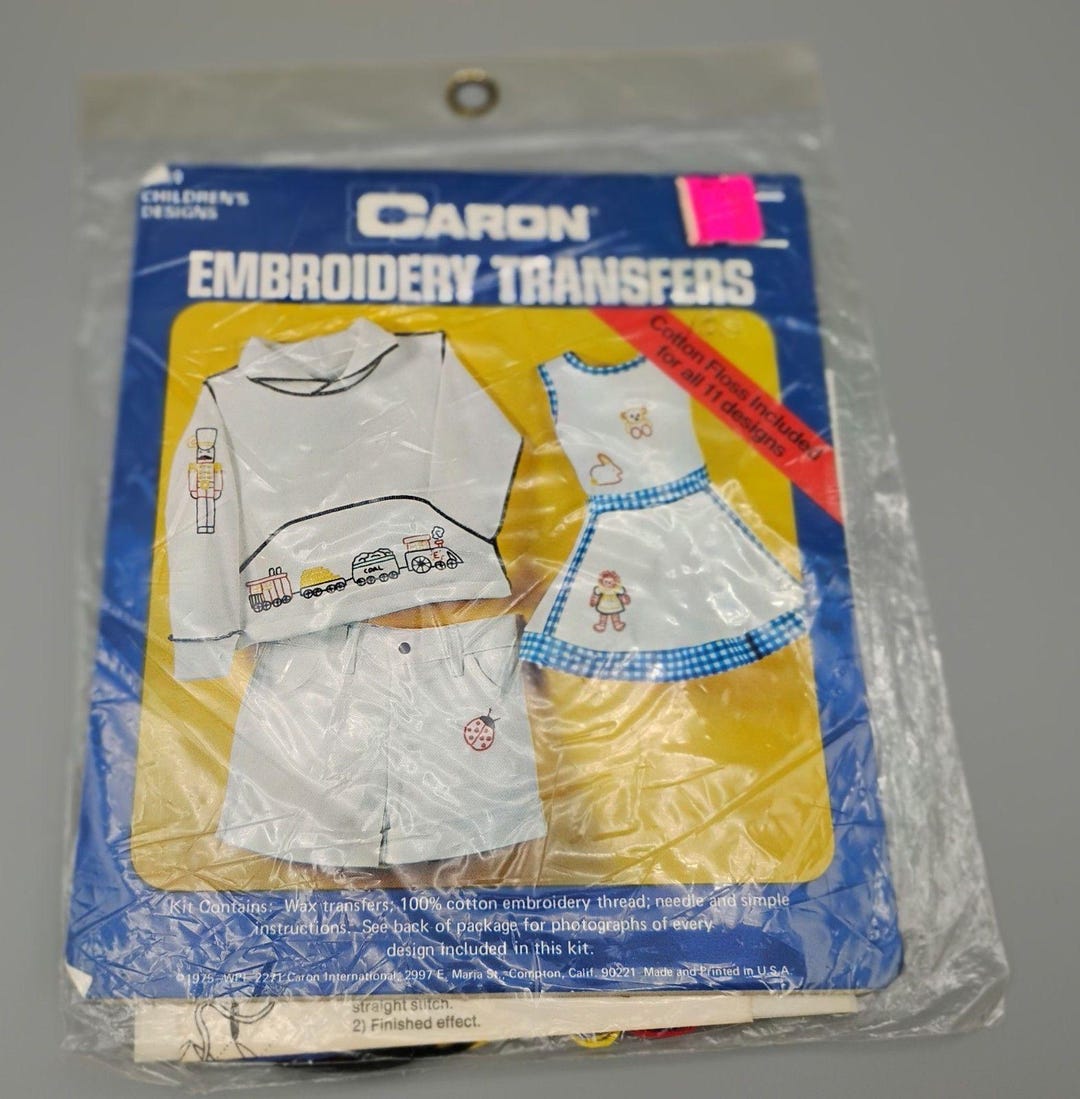 Caron "children's Designs" Embroidery Transfer Kit With Floss - New Old ...