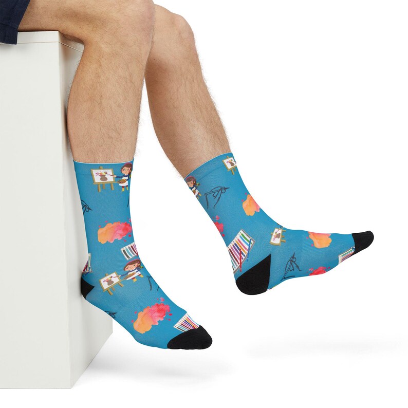 Artistic Themed Crew Socks Design, Artist Sock Gift, Cute Art Socks ...