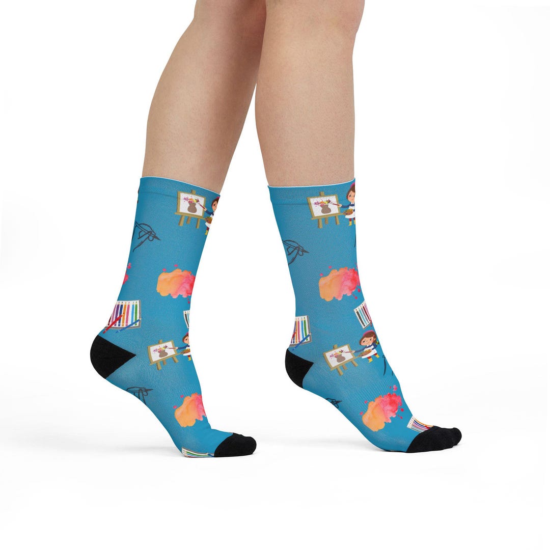 Artistic Themed Crew Socks Design, Artist Sock Gift, Cute Art Socks ...