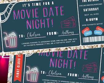 Date Night Ticket Template, DIY Romantic Valentine/anniversary Gift ...