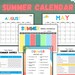 Editable SUMMER Calendar Bundle | 2024 Summer Calendar | Checklist ...